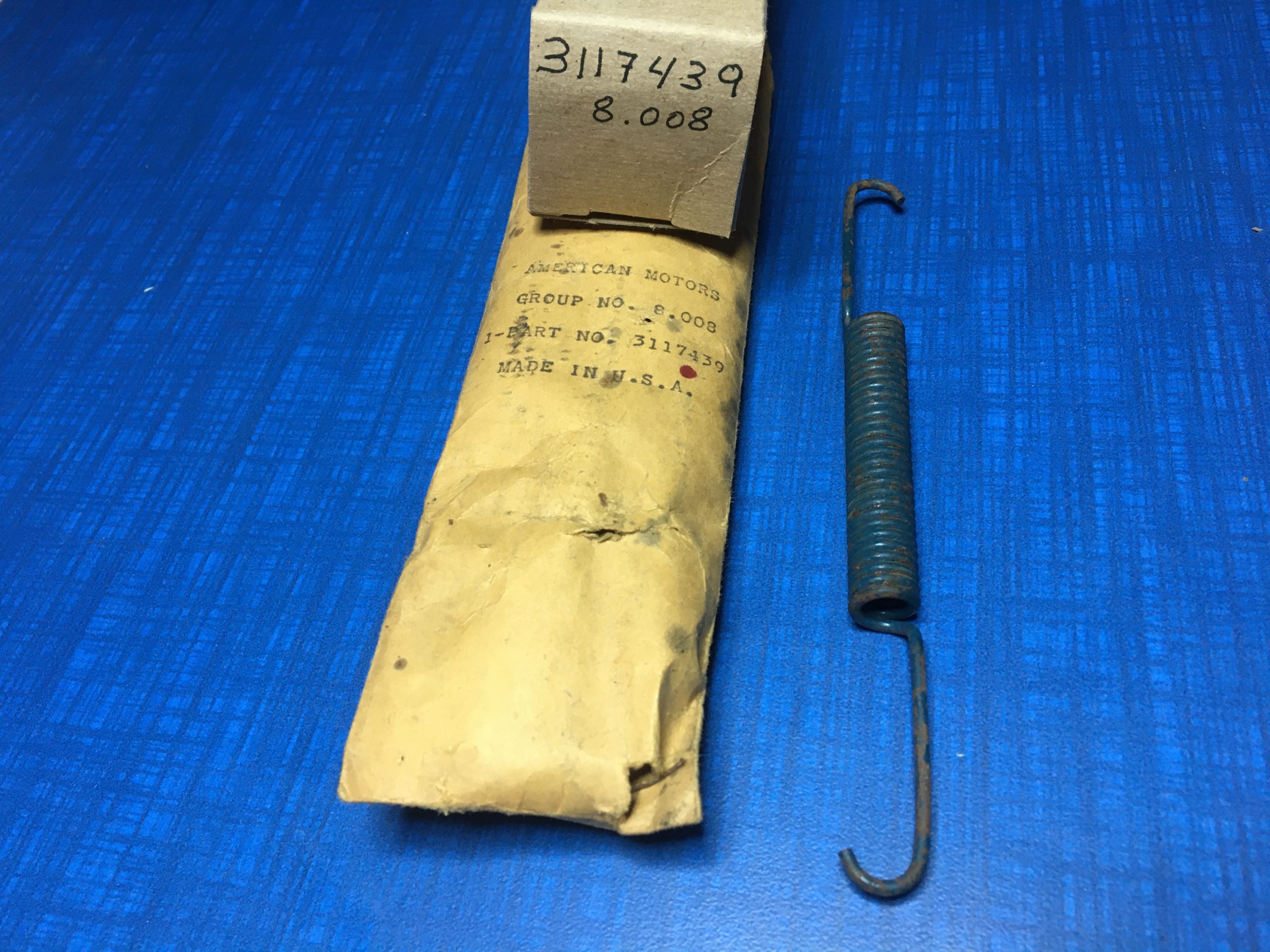 1948 - 1959 AMC NOS Brake Shoe Upper Return Spring AMC # 3117439 ...
